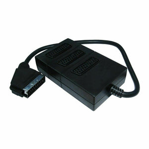 Ex-Pro 3 Way Scart Switch Box Splitter Lead Cable Plug Sockets Adaptor