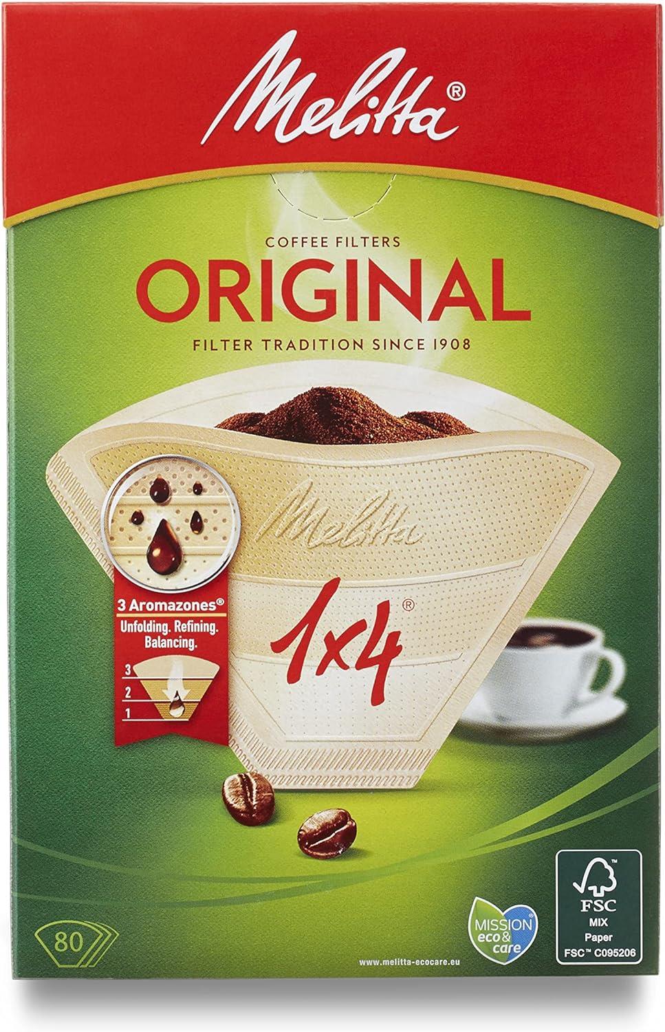 Melitta 6658076 Pack Original Size 1x4, 80, Filter Coffee Makers, Brow