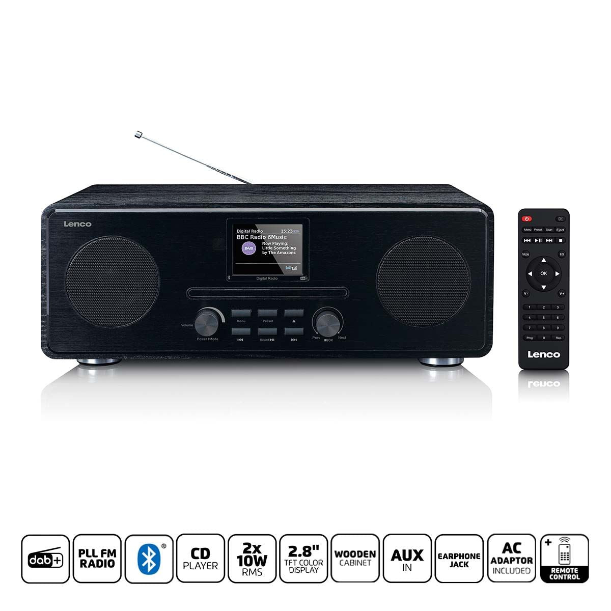 Lenco DAB+ FM radio with CD MP3 player Bluetooth® Black
