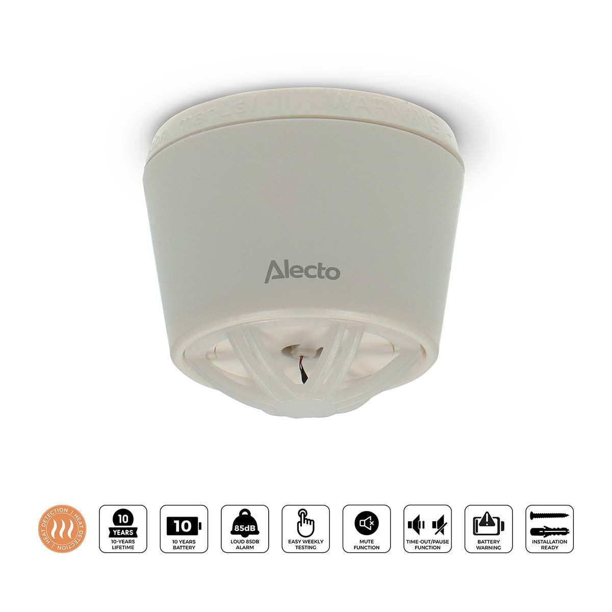 Alecto Heat Alarm | 10 Year Battery Powered | LED Indication | 85 dB