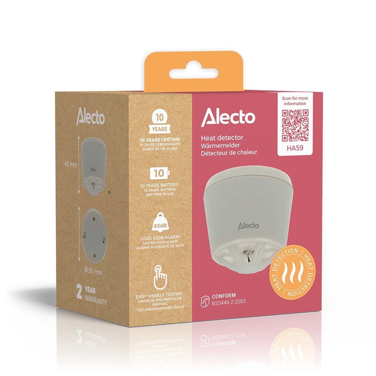 Alecto Heat Alarm | 10 Year Battery Powered | LED Indication | 85 dB