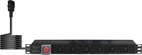 6-Way Horizontal IEC C13 Switched PDU 19-Inch 1U Power Distribution Unit 2m