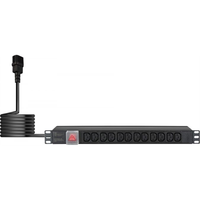 12-Way Horizontal IEC C13 Switched PDU 19-Inch 1U Power Distribution Unit 2m